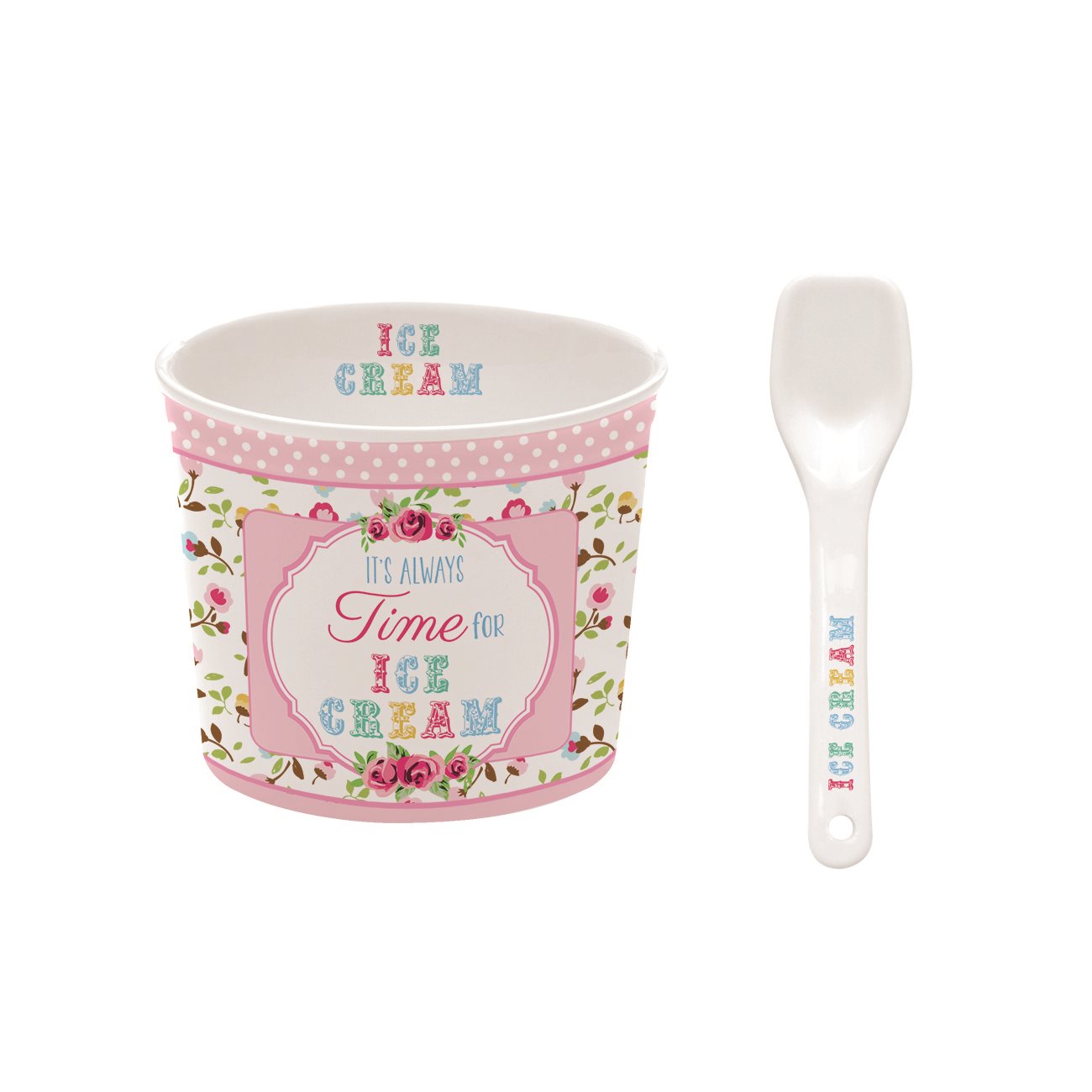 Bol servire inghetata 8.5 cm "Time for Ice Cream", roz - Nuova R2S ...