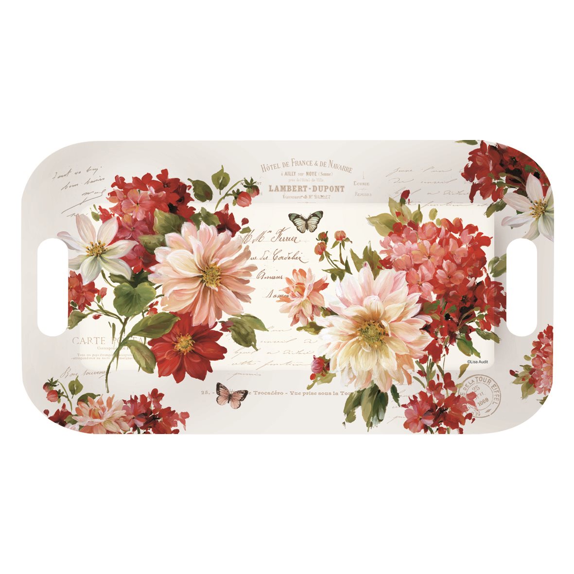 Tava servire 40 x 21 cm, design floral carte postala - Nuova R2S ...