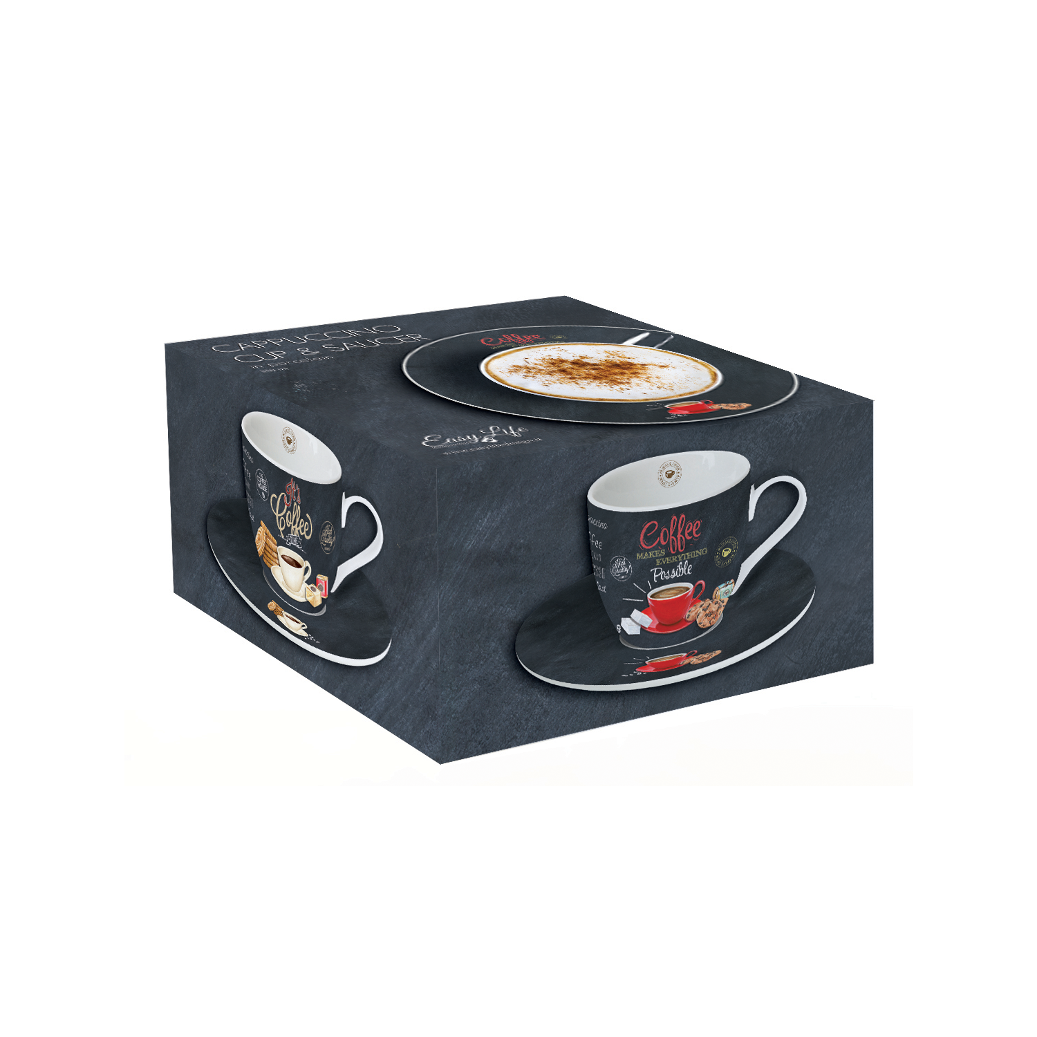 Ceasca cafea 250 ml cu farfurioara "It's coffee time", alb - Nuova R2S ...