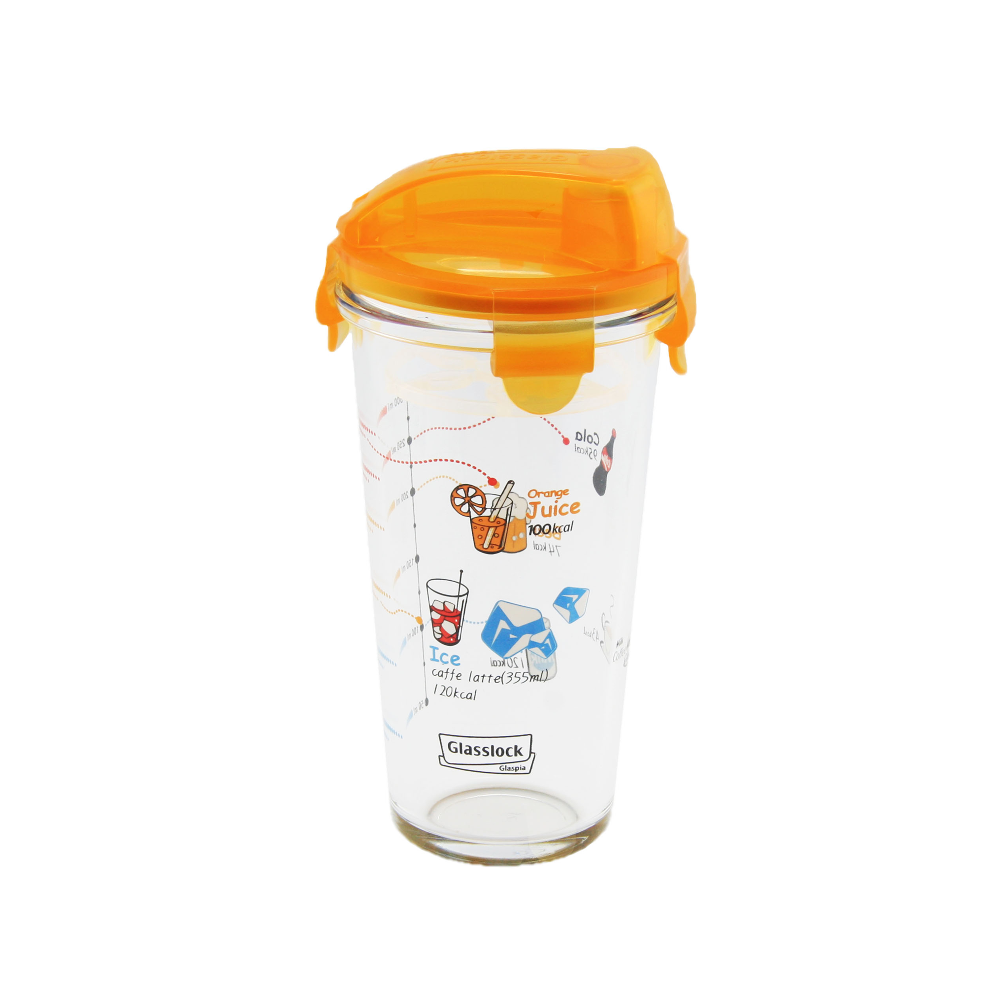 Shaker sticla, 450ml, Portocaliu - Glasslock | KitchenShop