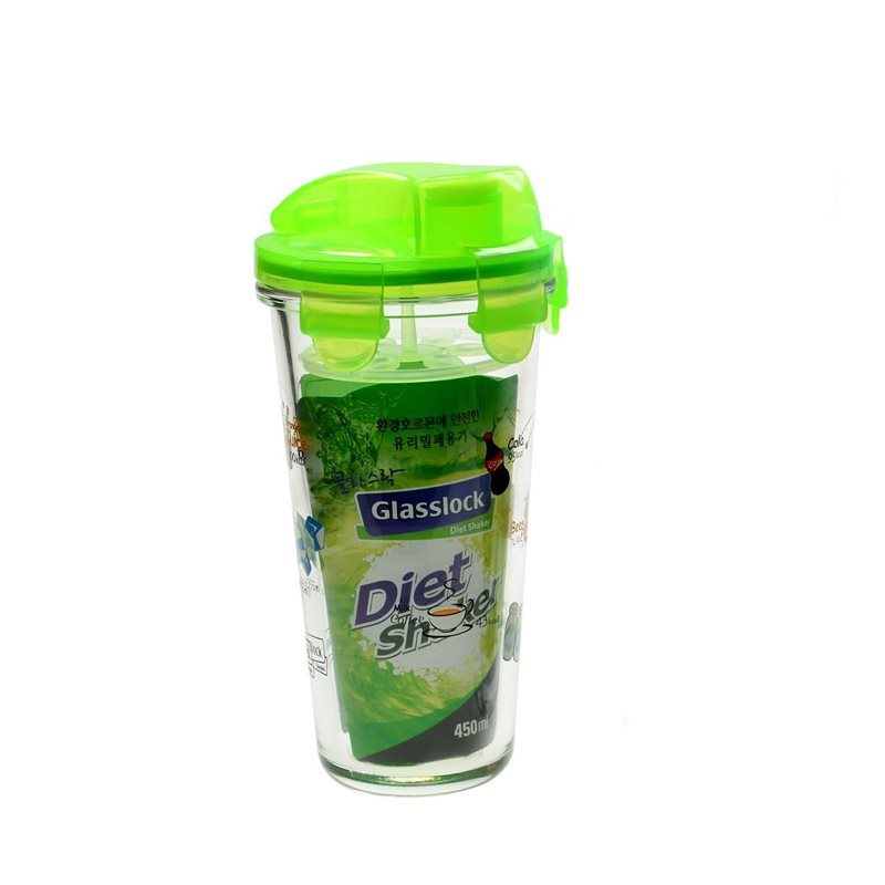 Shaker sticla, 400ml, Verde - Glasslock | KitchenShop